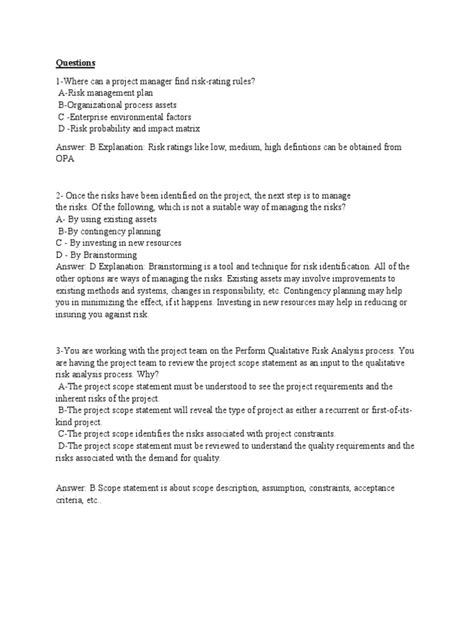 58 Questions Descargar Gratis Pdf Risk Risk Management