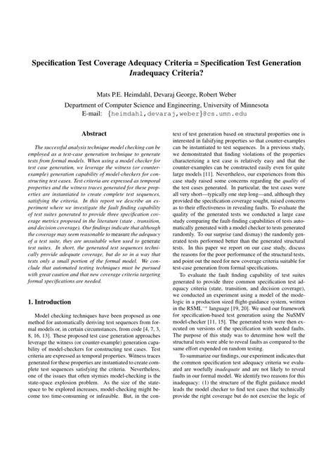 Pdf Specification Test Coverage Adequacy Criteria Specification