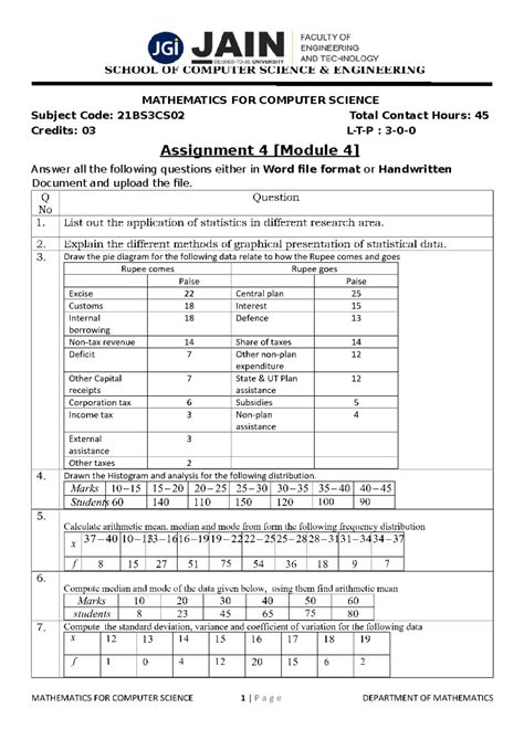 Mathematics For Computer Science Assignment 4 Mathematics For Computer Science Subject Code