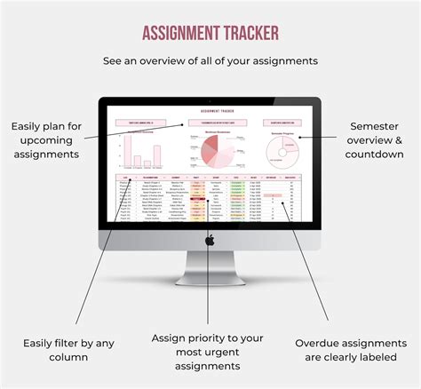 Assignment Tracker Babe Planner Google Sheets Spreadsheet