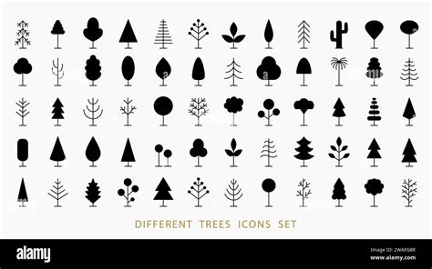 Tree Line Icon Set Vector Logo Shapes Collection Stock Vector Image
