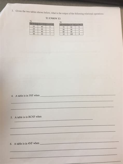 Solved 3 Given The Two Tables Shown Below What Is The