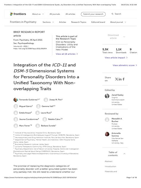 Frontiers Integration Of The Icd 11 And Dsm 5 Dimensional Systems For Personality Disorders