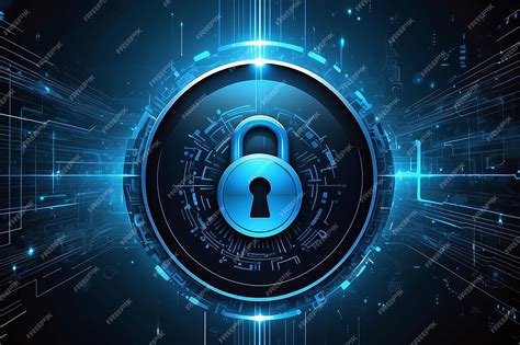 Safety Concept Closed Padlock On Digital Cyber Security Blue Abstract