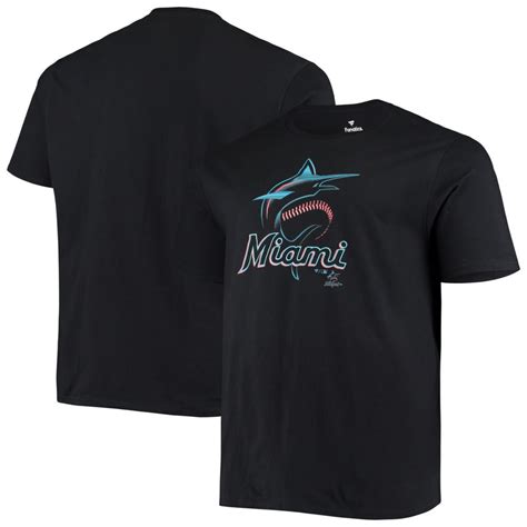 Купить Футболки Mens Fanatics Branded Black Miami Marlins Big And Tall Midnight Mascot Team Logo