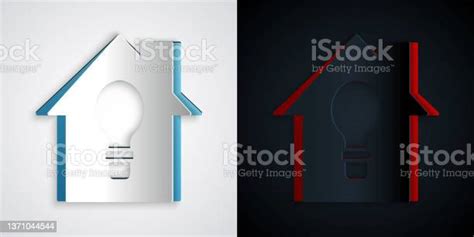 종이 컷 스마트 하우스와 회색과 검은 색 배경에 격리 전구 아이콘 종이 아트 스타일 벡터 0명에 대한 스톡 벡터 아트 및 기타 이미지 Istock