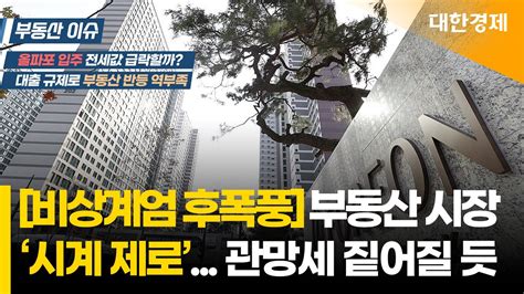 비상계엄 후폭풍 부동산 시장 ‘시계 제로관망세 짙어질 듯 Youtube