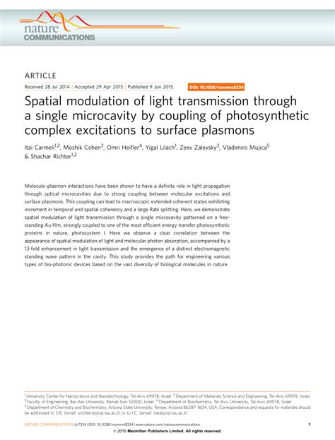 Pdf Spatial Modulation Of Light Transmission Through A Single Microcavity By Coupling Of