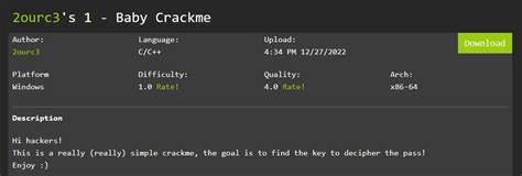 Crackmechallenge Reverseengineering Reversing Hacking Cybersecurity Malwareanalysis