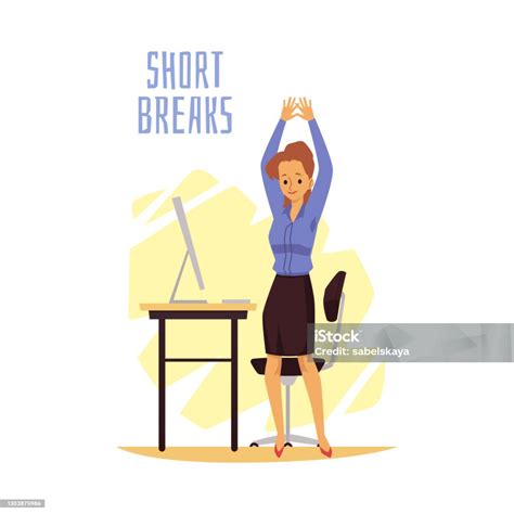 작업장 플랫 벡터 일러스트레이션에서 샷 브레이크를 수행하는 사무실 작업자가 격리되었습니다 휴식 중에 대한 스톡 벡터 아트 및 기타 이미지 휴식 중 짧은 길이 건강