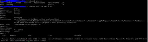 amazon web services kubernetes failed to create persistentvolumeclaim