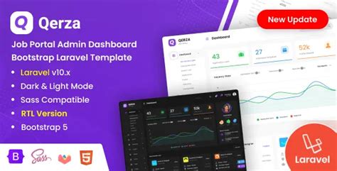 qerza job portal laravel admin dashboard template templatelelo