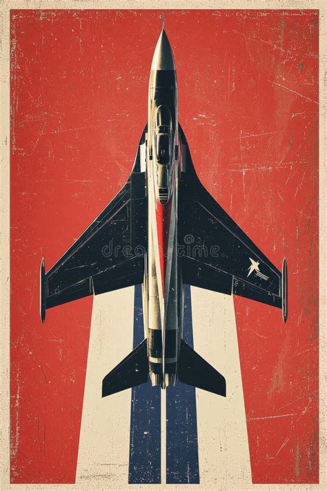 F 204 Jet Fighter With French Colors In Dynamic Abstract Style Stock