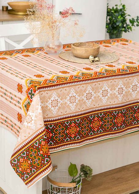 Скатертина лляна Карпатський орнамент 1 8м х 1 5м середній стіл фото відгуки