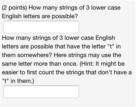 Solved How Many Strings Of Lower Case English Letters Are Chegg