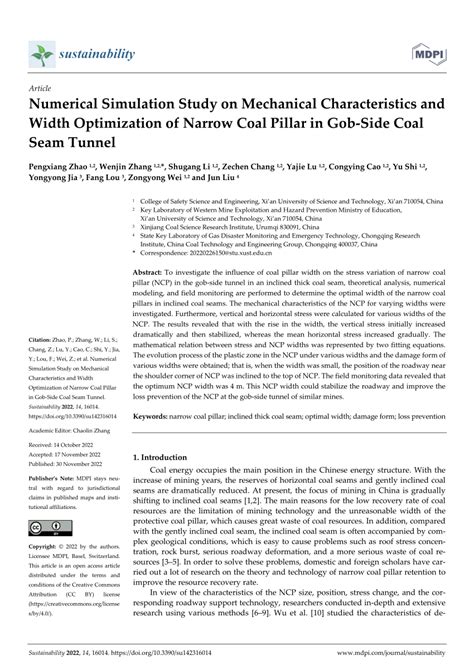 PDF Numerical Simulation Study On Mechanical Characteristics And Width Optimization Of Narrow