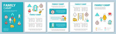 부모와 자식 국가 캠프 브로셔 템플릿 레이아웃입니다 전단지 소책자 선형 그림이있는 전단지 인쇄 디자인 잡지 연례 보고서 광고 포스터에 대한 벡터 페이지 레이아웃 아이에 대한