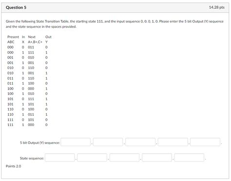 Solved Given The Following State Transition Table The