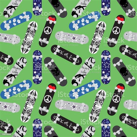스케이트 보드 완벽 한 패턴 3입니다 벡터 일러스트입니다 0명에 대한 스톡 벡터 아트 및 기타 이미지 0명 개체 그룹 거리 Istock