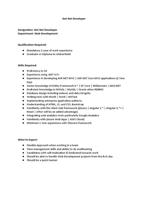 Dot Net Developer Pdf Business
