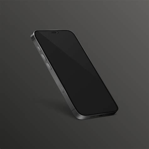 터 3d 현실적인 검은색 현대 스마트폰 디자인 템플릿과 검은색 화면 휴대폰 프리미엄 벡터