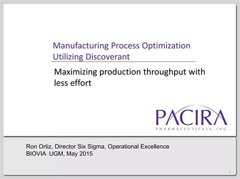 Manufacturing Process Optimization Using Statistical Modeling 2015 Ppt