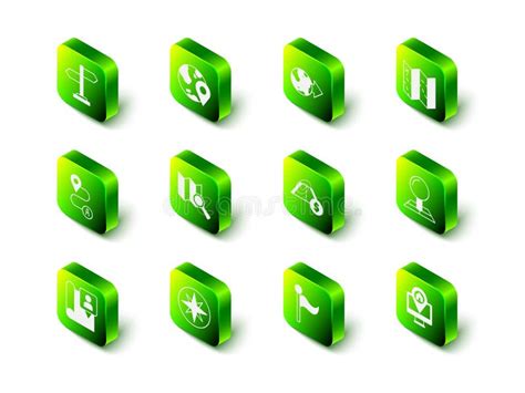 Set Location On The Globe Folded Map With Location Marker Monitor Toll Road Traffic Flag