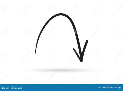 Curve Arrow Draw Doodle Brush Sketch Cartoon Isolated On White B Stock Illustration