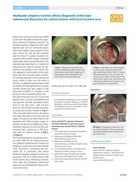 Pdf Multipolar Adaptive Traction Allows Diagnostic Endoscopic Submucosal Dissection For