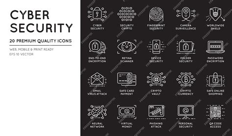 Premium Vector Cyber Security Thin Line Icons Set Computer Network Protection High Quality