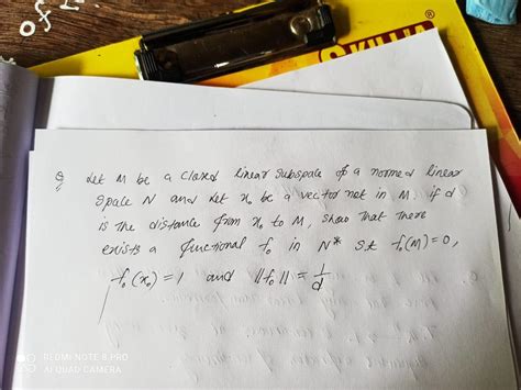 Solved Of Let An Be A Closed Linear Subspace Of A Normed