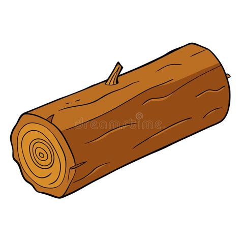 Realistic Split Log With Natural Bark Texture Isolated On White Stock Illustration