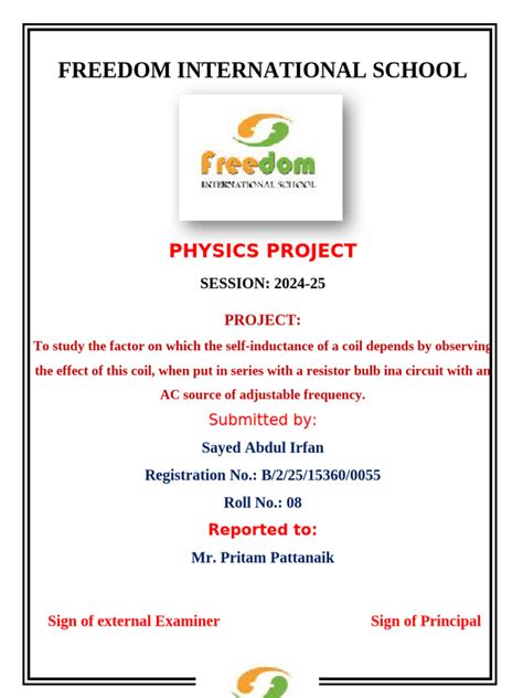 Physics Investigatory Font Page Pdf
