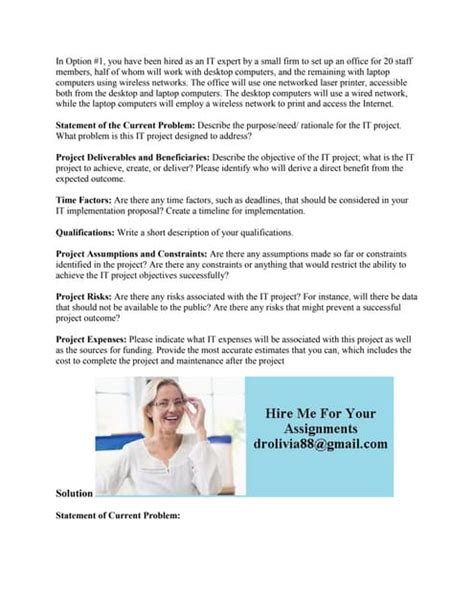 In Option 1 You Have Been Hired As An It Expert By A Small Firm To Sdocx