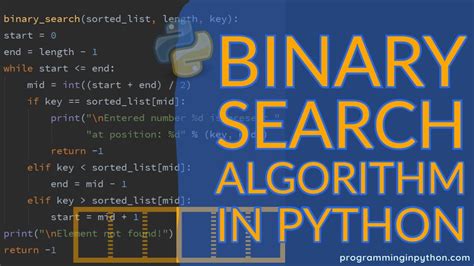 Binary Search Algorithm In Python Searching Algorithms Programming In Python Youtube