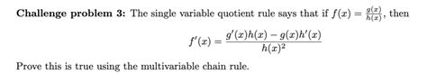 Solved Challenge Problem 3 The Single Variable Quotient