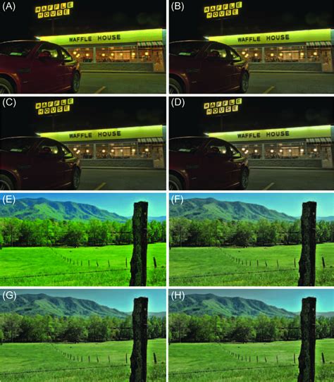 6 comparisons between the automatic color correction algorithms of