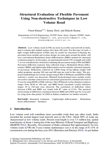 Structural Evaluation Of Flexible Pavement Using Ndt Techniques In Low Volume Roads Pdf