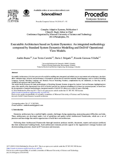 pdf executable architecture based on system dynamics an integrated