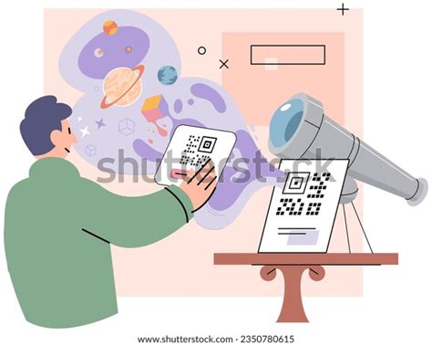 Man Scanning Qr Code Payment Via Stock Vector Royalty Free 2350780615