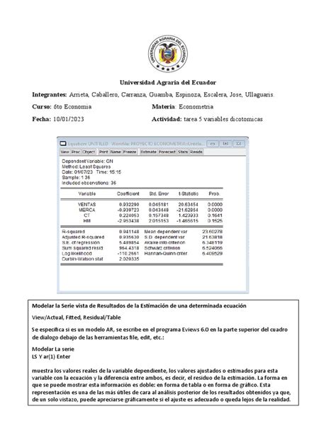 Variables Dicotomicas 2 Guamba Pdf Econometría Science