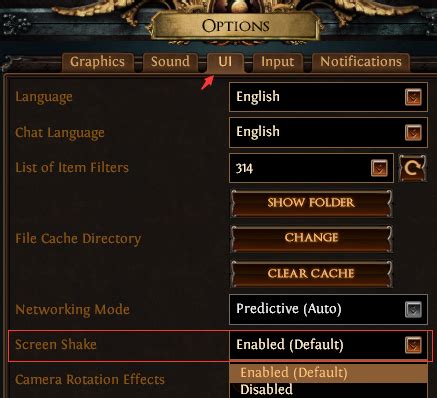 Enable Or Disable Screen Shake PoE