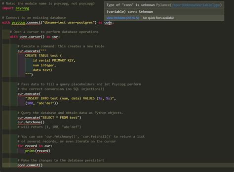 Pylance Failing With Psycopg Issue 2267 Microsoft Pylance Release GitHub