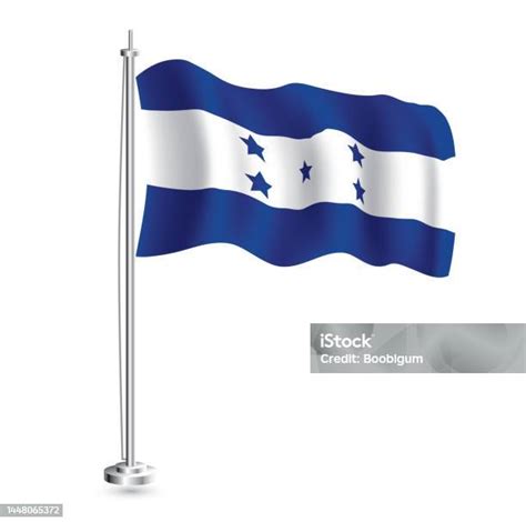 온두라스 국기 깃대에 온두라스 국가의 고립 된 현실적인 파도 깃발 0명에 대한 스톡 벡터 아트 및 기타 이미지 0명 3차원 형태 곡선 Istock
