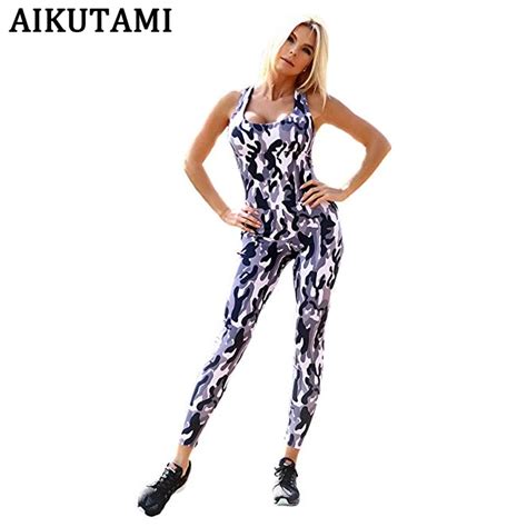 Sexy Backless Slim Sports Jumpsuit For Fitness Camo Printing Leopard Sport Suit Women Yoga Set