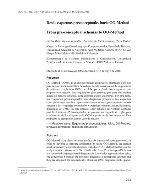 Pdf From Pre Conceptual Schemas To Oo Method