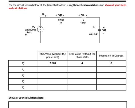 Solved For The Circuit Shown Below Fill The Table That