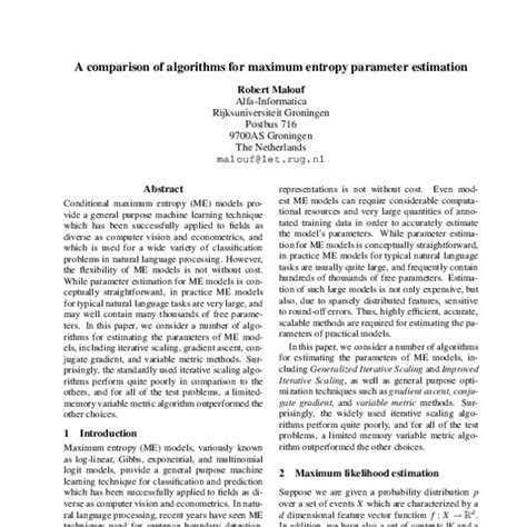 a comparison of algorithms for maximum entropy parameter estimation