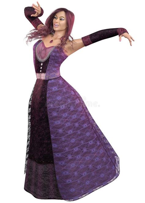 3d Render Of Fantasy Woman In Purple Gown Stock Illustration Illustration Of Girl Glamour