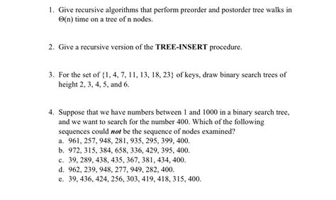 Solved Give Recursive Algorithms That Perform Preorder And